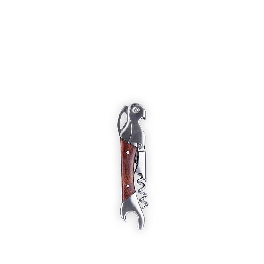 Stainless Steel Double Opener Corkscrew with Polished Wood Inlay ...