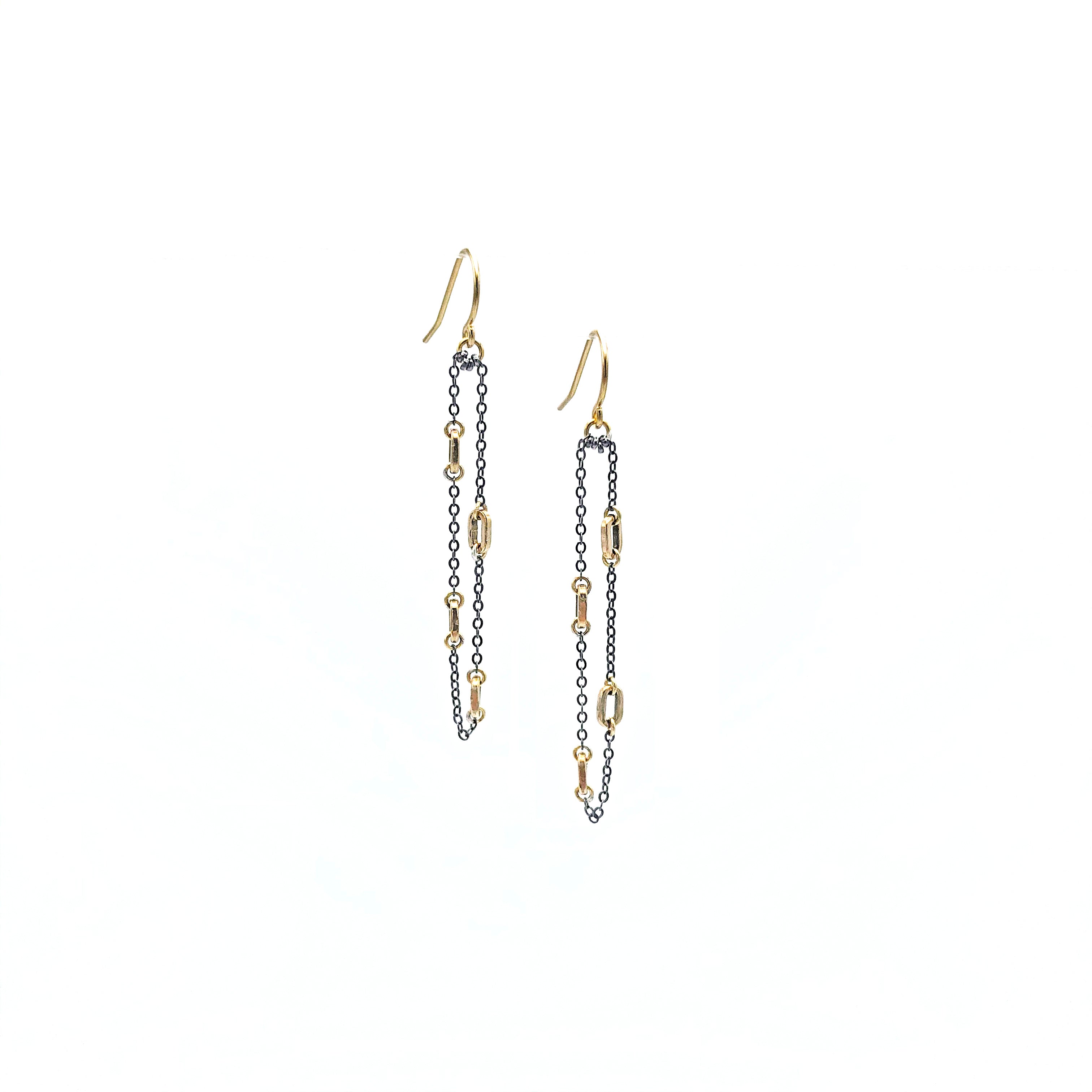Intaglio Collection Mixed Metal Loop Chain + Link Earrings – Maker + Muse